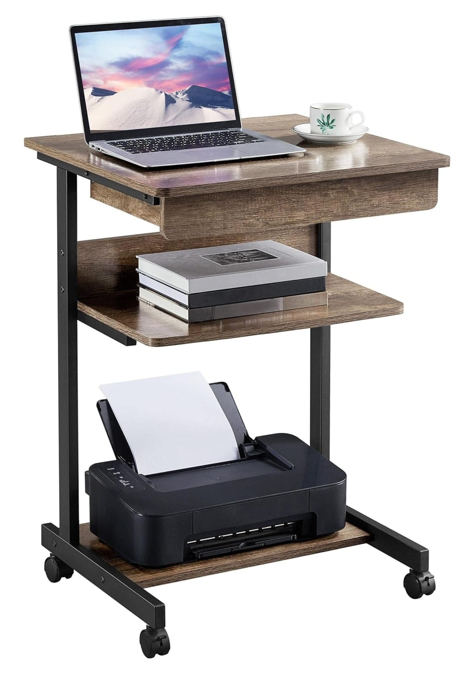 saney Rolling Computer Desk for Small Spaces, Laptop Computer Desk with ...