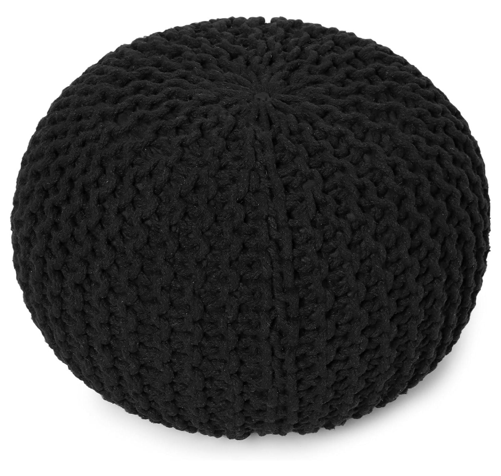 saney Round Pouf Foot Stool Ottoman - Hand Knitted Bean Bag - Cord Boho ...