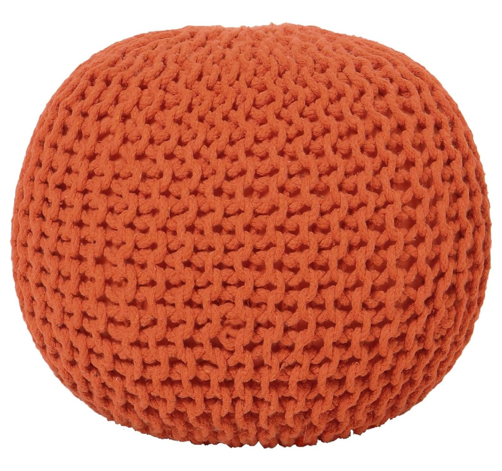 saney Round Pouf Ottoman - Hand Knitted Cable Boho Poof - Pouffe ...
