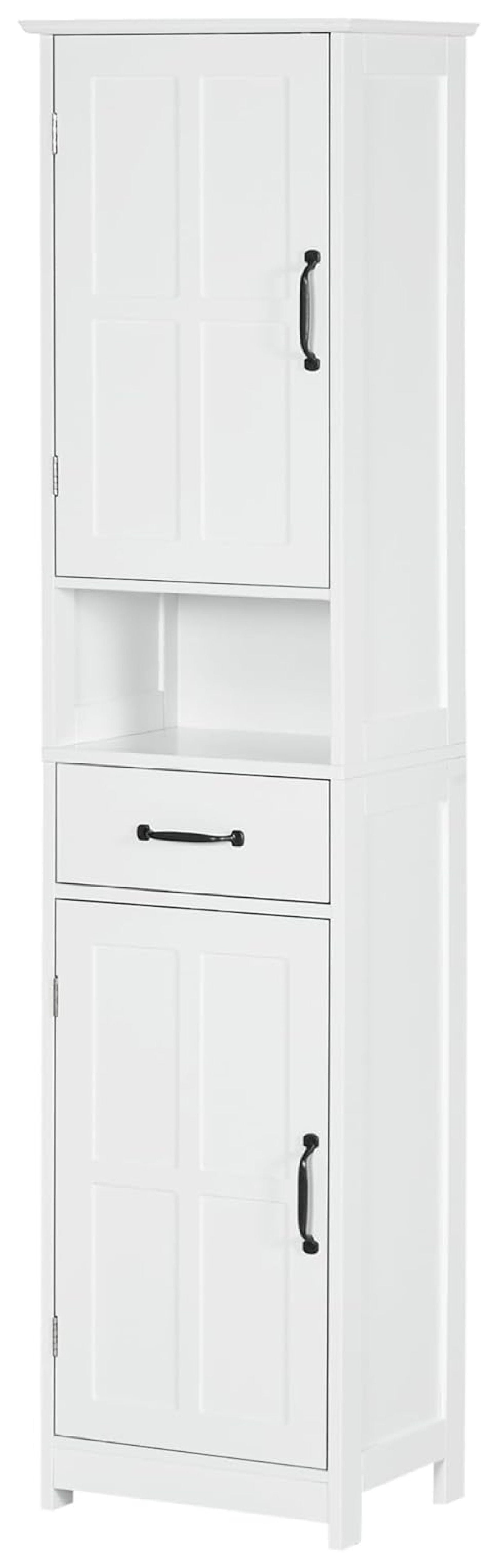 saney Slim Bathroom Storage Cabinet, Tall Bathroom Cabinet, Linen Tower ...