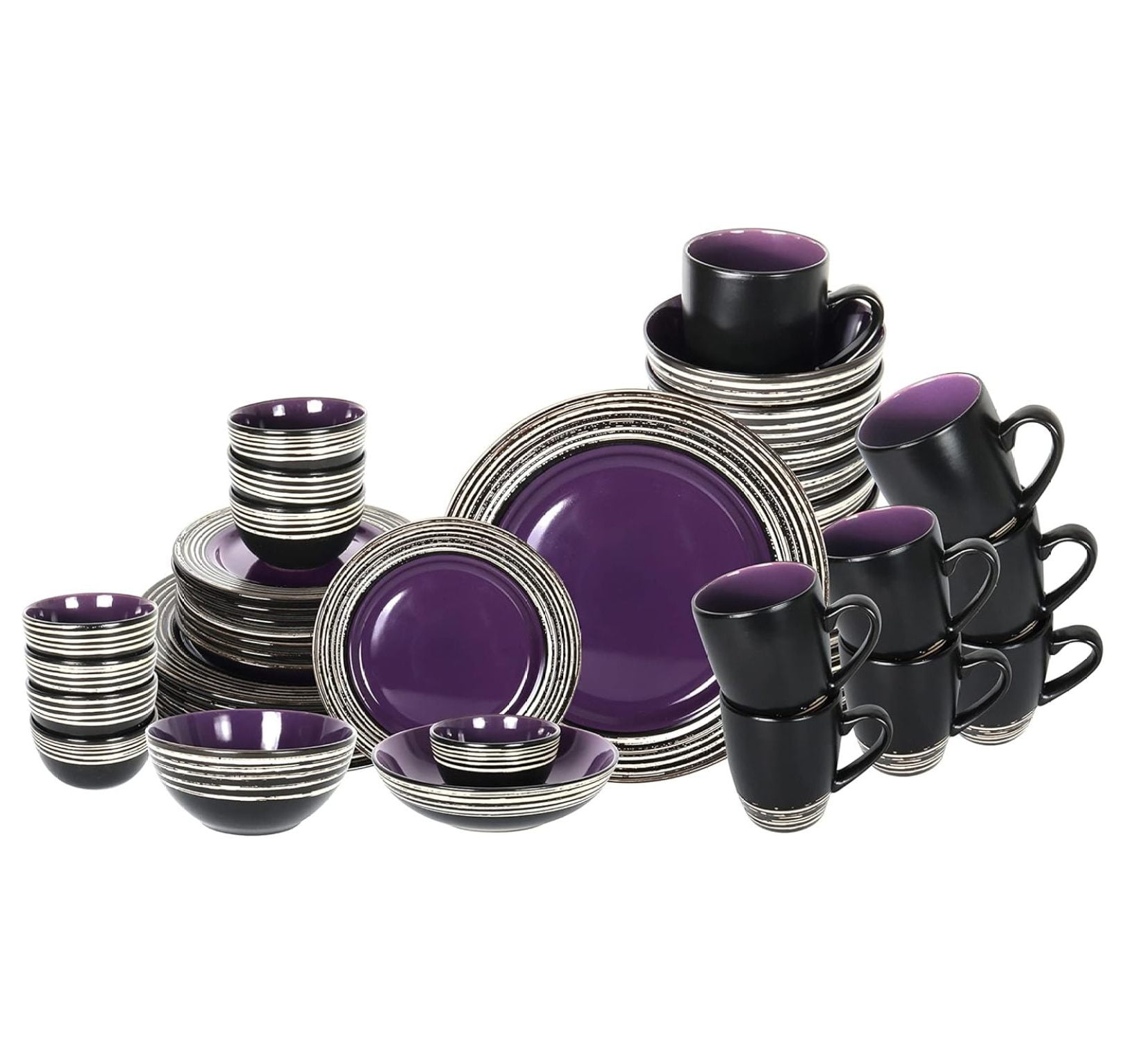 Stoneware Handcrafted Tree Effected Glaze Dinnerware Set (Lavender ...