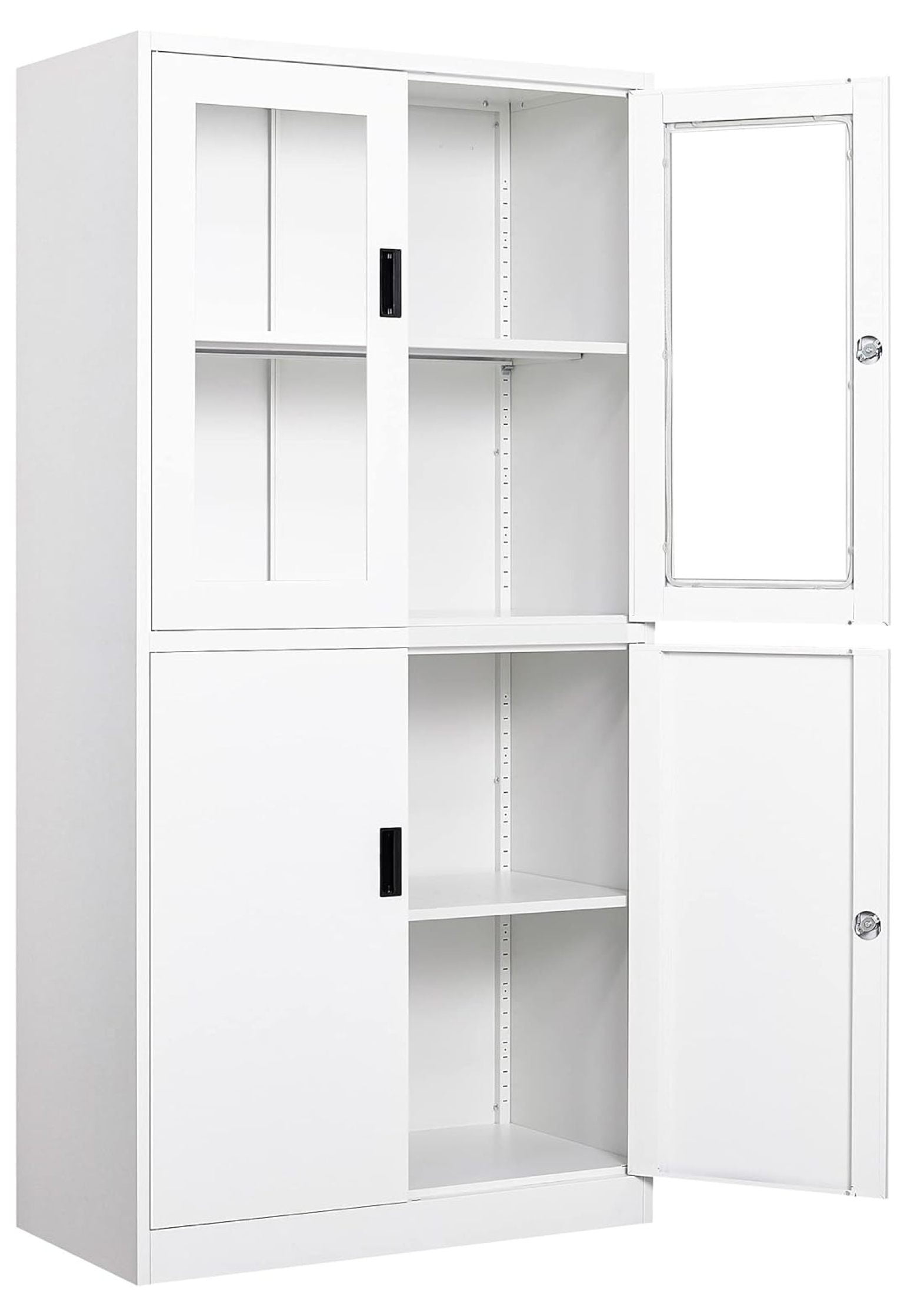 saney Storage Cabinet with Doors and Shelves,Display Cabinet with Glass ...
