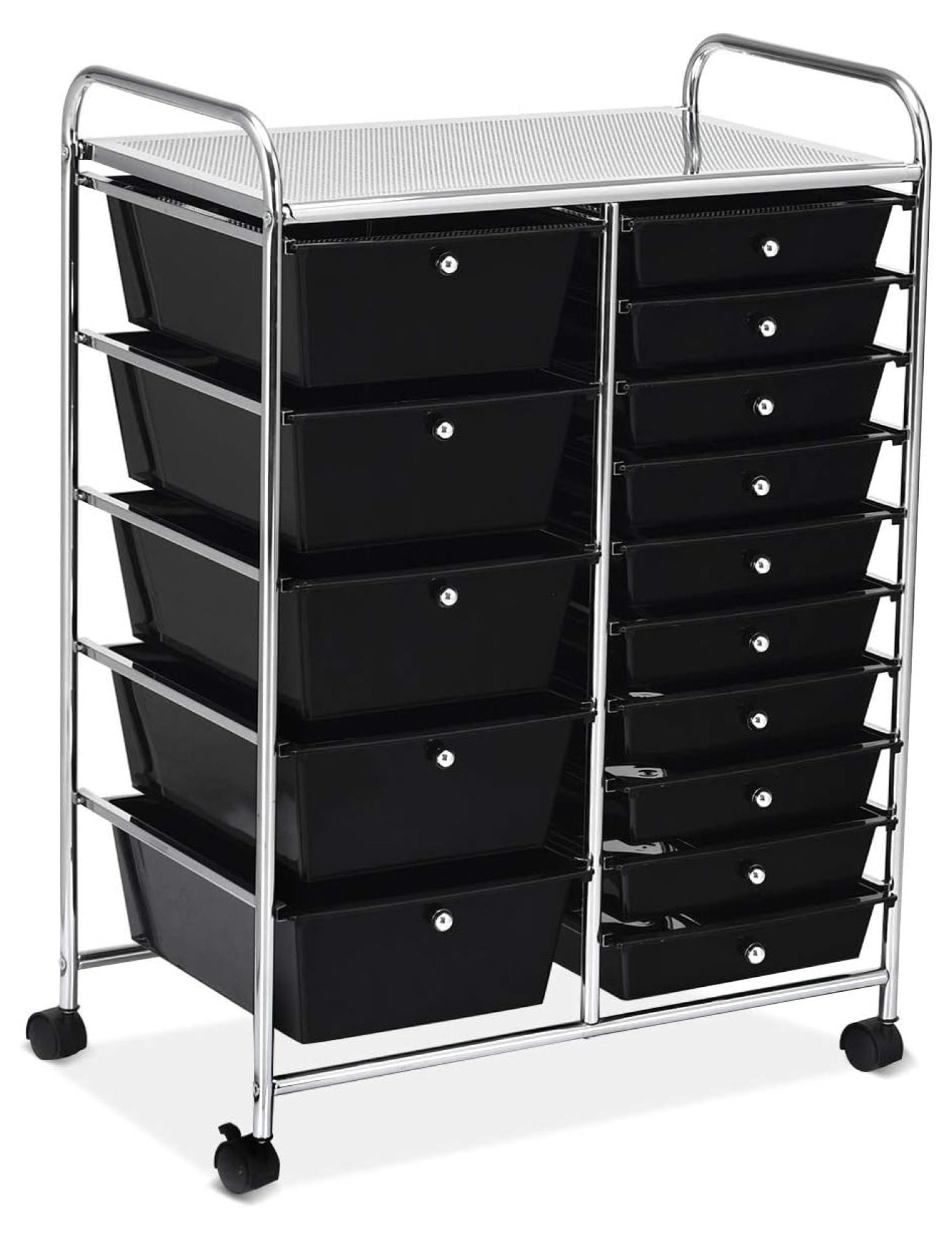 saney Storage Drawer Carts W/15-Drawer,Rolling Wheels Semi-Transparent ...