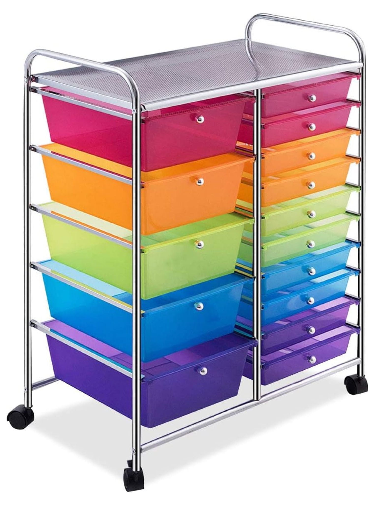 saney Storage Drawer Carts W/15-Drawer,Rolling Wheels Semi-Transparent ...