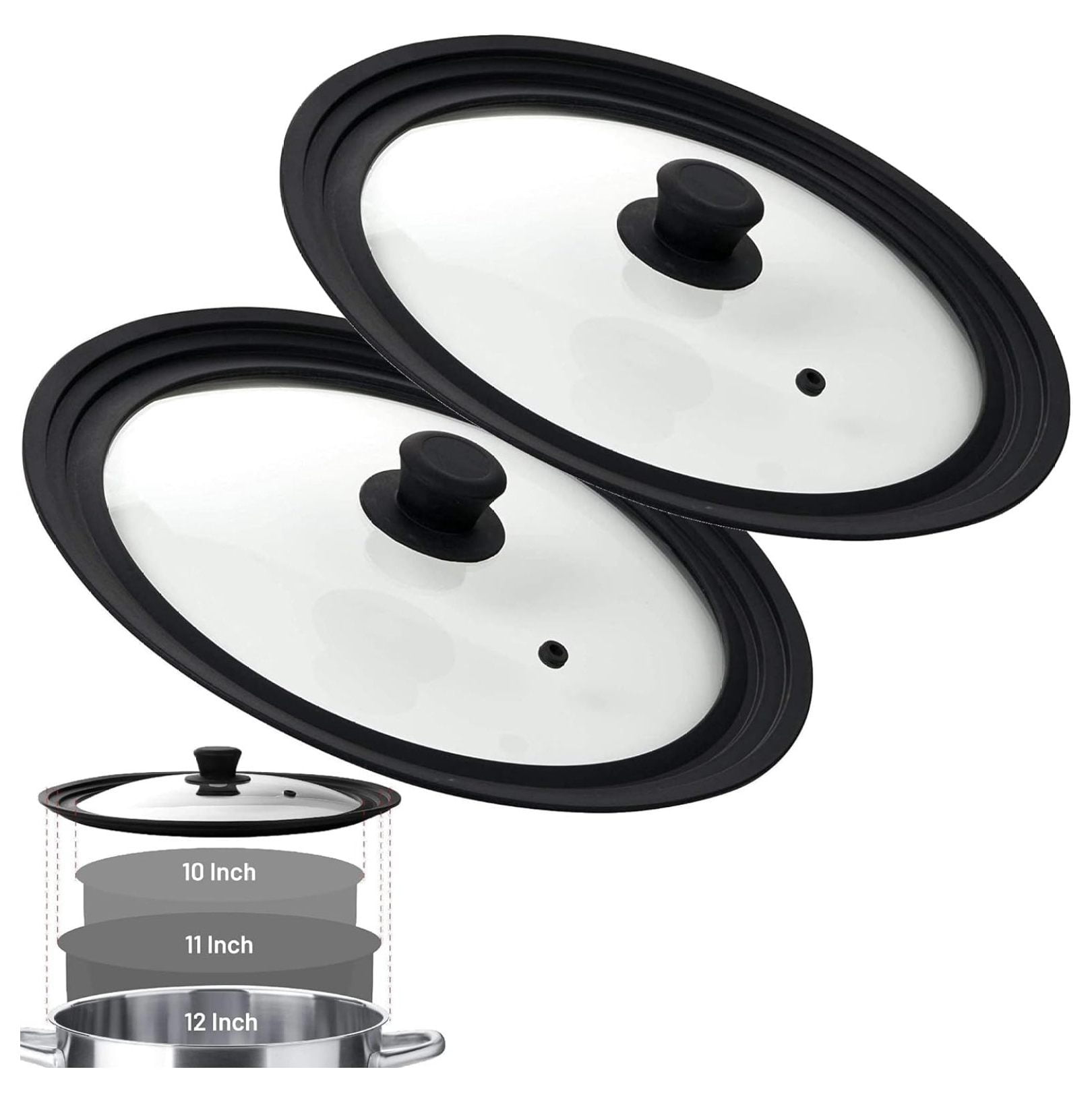 saney Universal Lid for Pans and Pots – Tempered Glass with Silicone ...