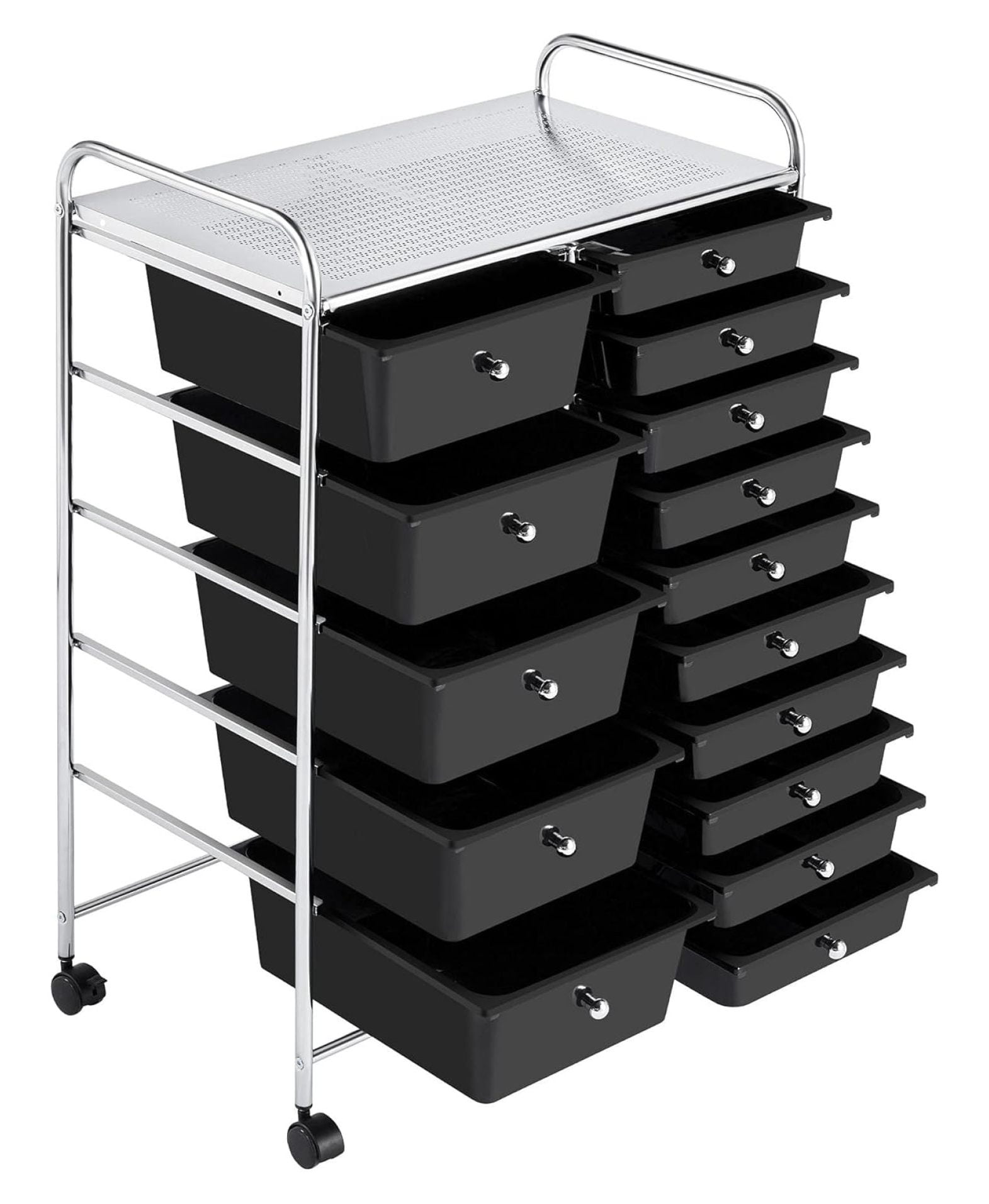 saney Utility Cart with 15 Drawers Rolling Cart Organizer Plastic ...