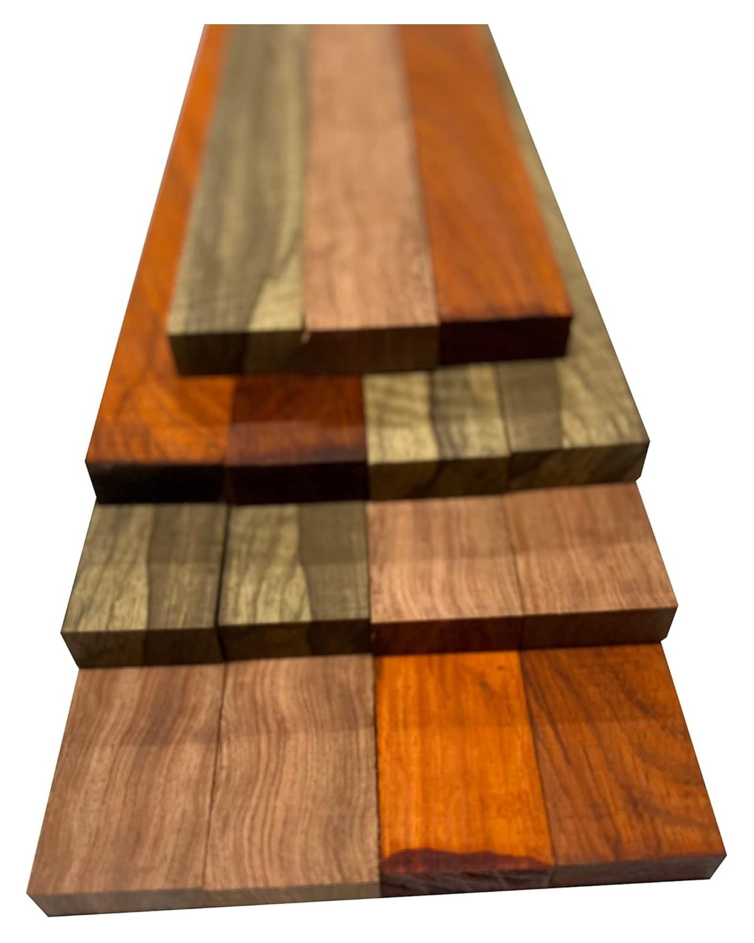saney | Variety Pack of 15 Cutting Board Blocks of Bubinga, Black Limba, Padauk | ¾ x 2 inches ...