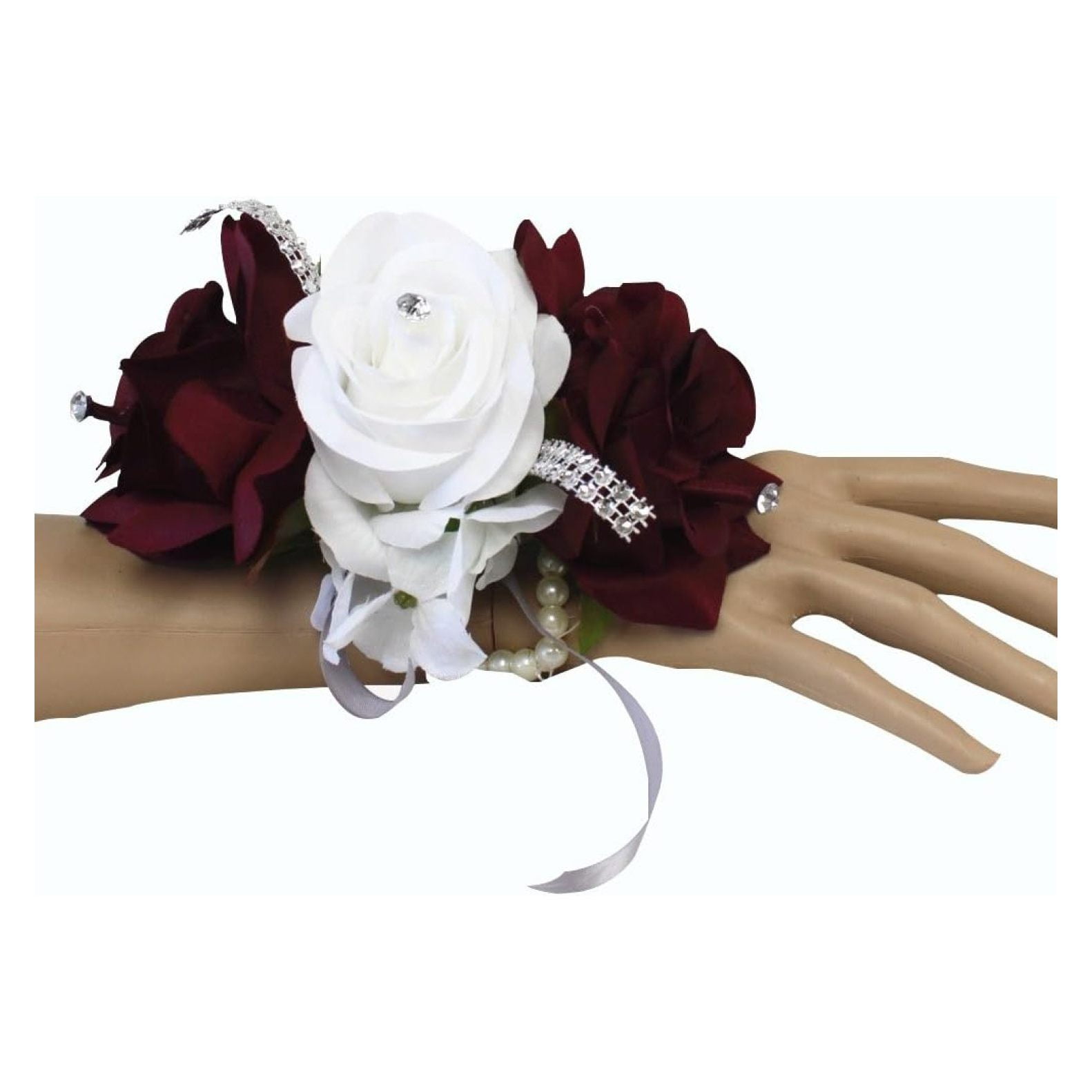 saney Wrist Corsage-Keepsake Artificial Roses Hydrangea Large Wrist ...