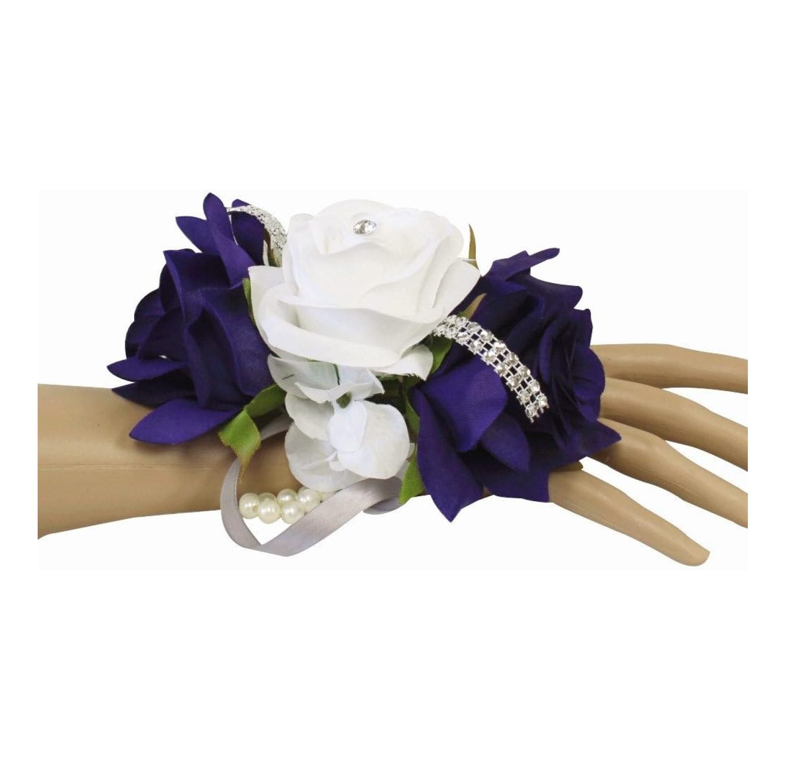saney Wrist Corsage-Keepsake Artificial Roses Hydrangea Large Wrist ...