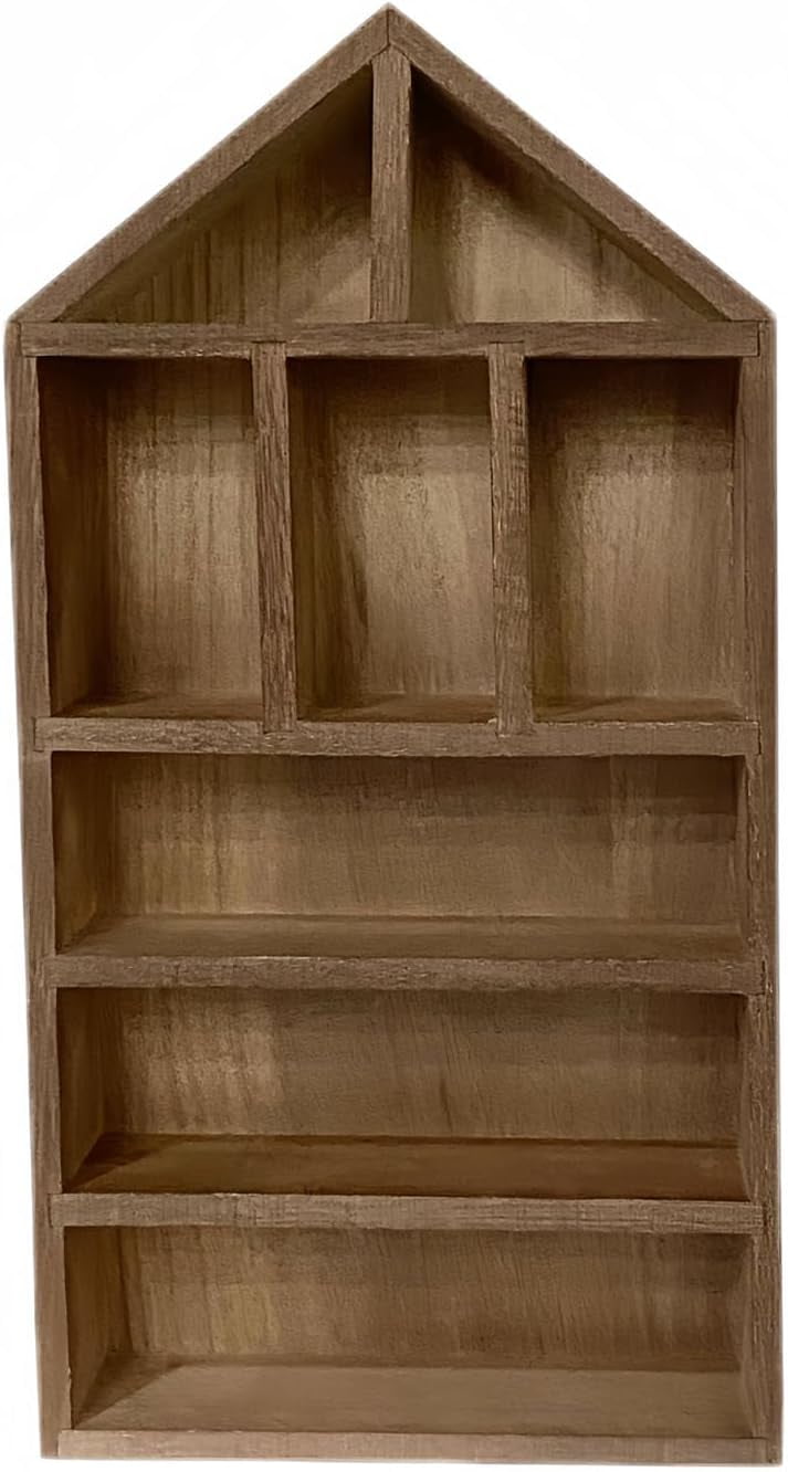 sasyxdc 1 Pcs11-Slot Wooden -Shaped Mini Figures Cubby Box Display ...