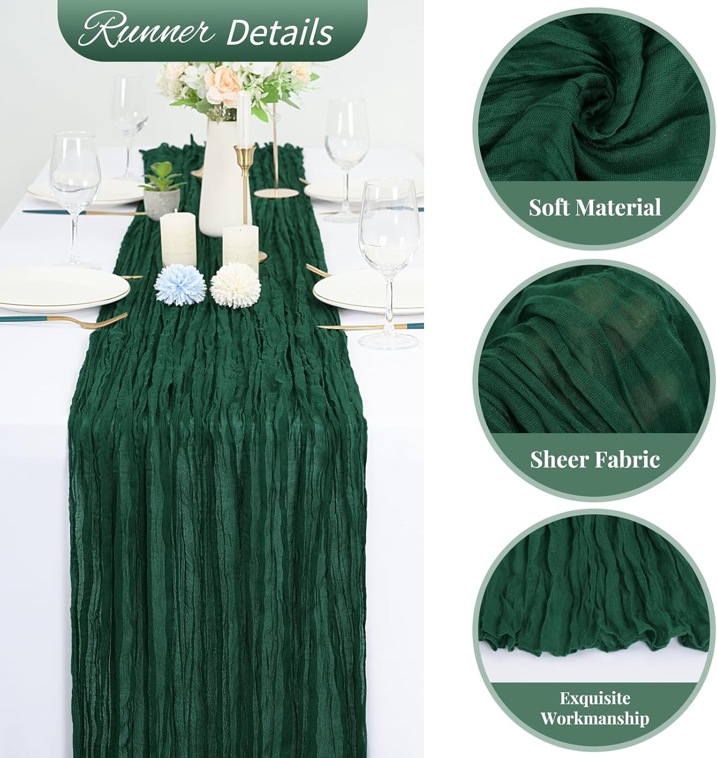 sasyxdc 10 Pack 10Ft Cheesecloth Table Runner Boho Romantic Gauze Table ...