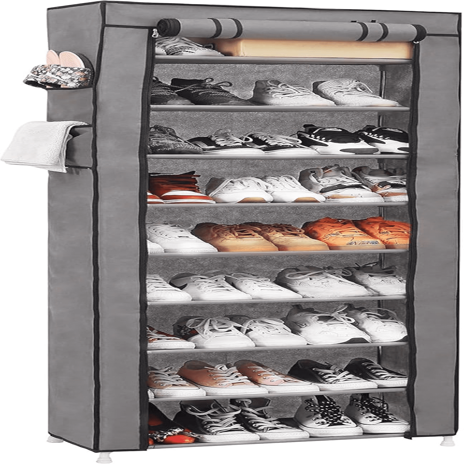 cjjojobiubiu 10 Tier 40 Pairs Shoe Rack Stackable Sturdy Shoe Shelf ...