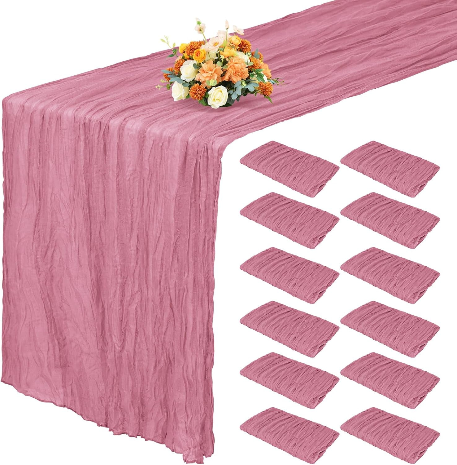 sasyxdc 12 Pack 35x70 Inch Cheese Cloth Table Runners Terracotta Boho ...