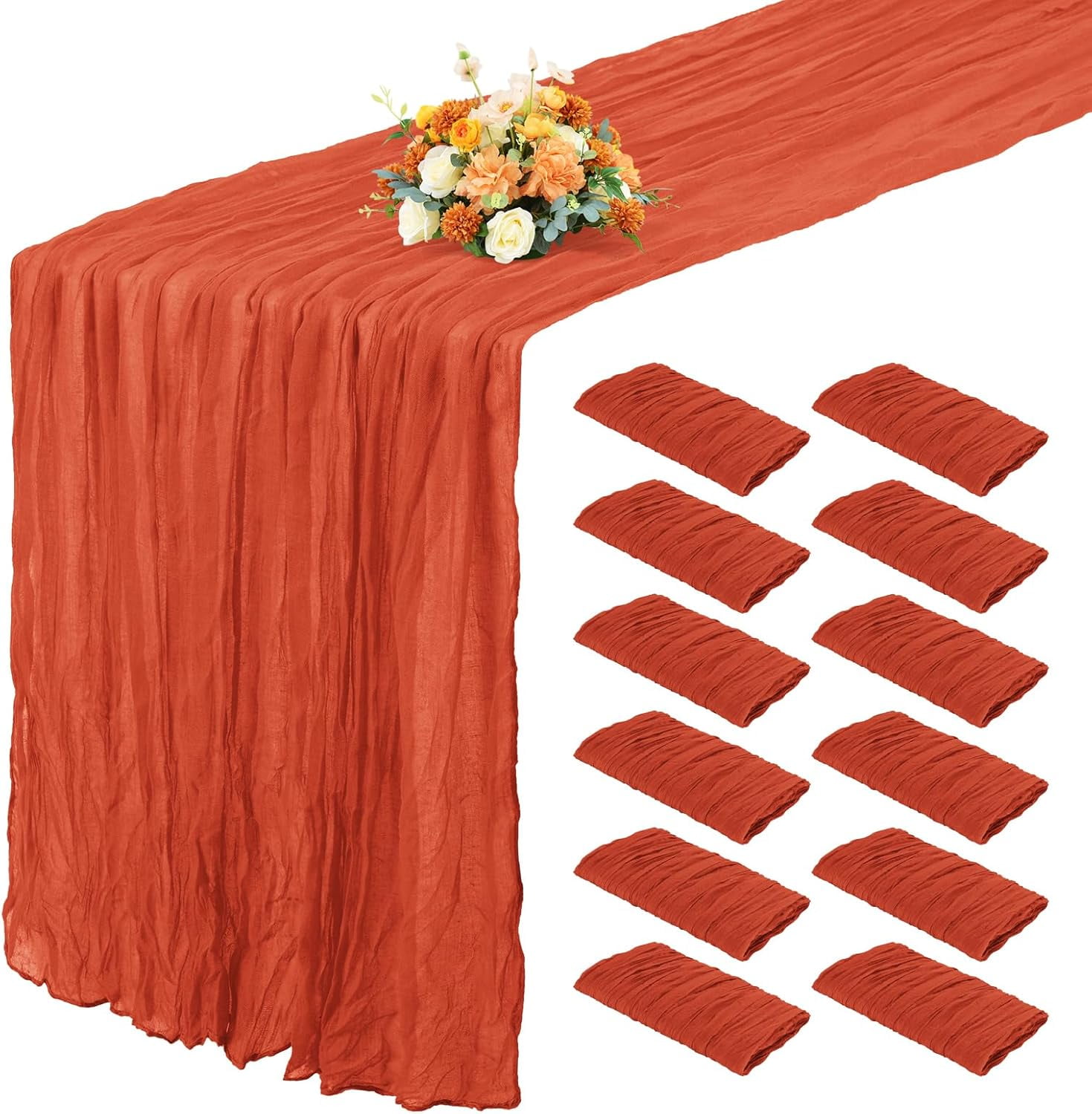 sasyxdc 12 Pack 35x70 Inch Cheese Cloth Table Runners Terracotta Boho ...