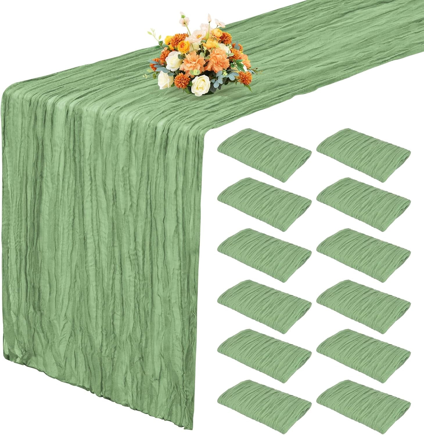 sasyxdc 12 Pack 35x70 Inch Cheese Cloth Table Runners Terracotta Boho ...