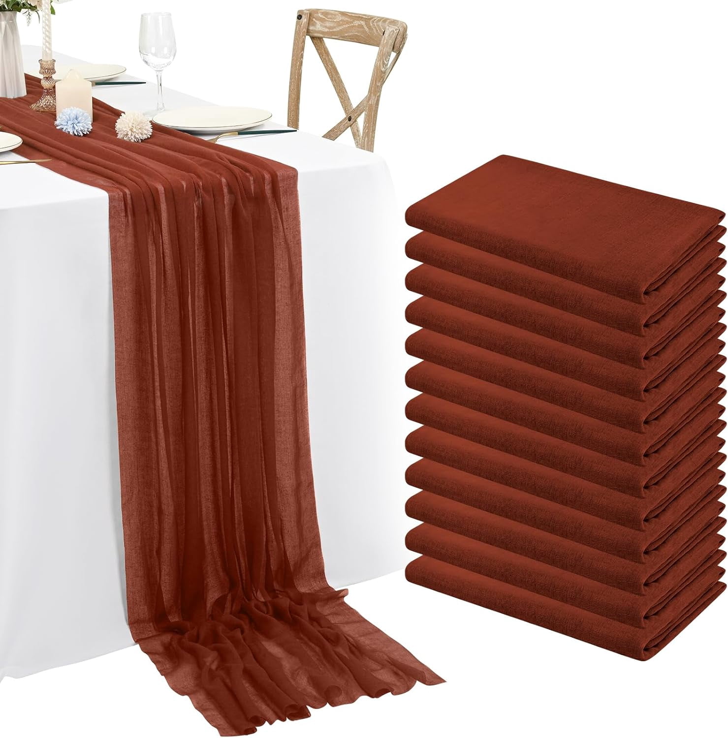 sasyxdc 12 Pack Cheesecloth Table Runner 35 x 120 inch Cheese Cloth ...