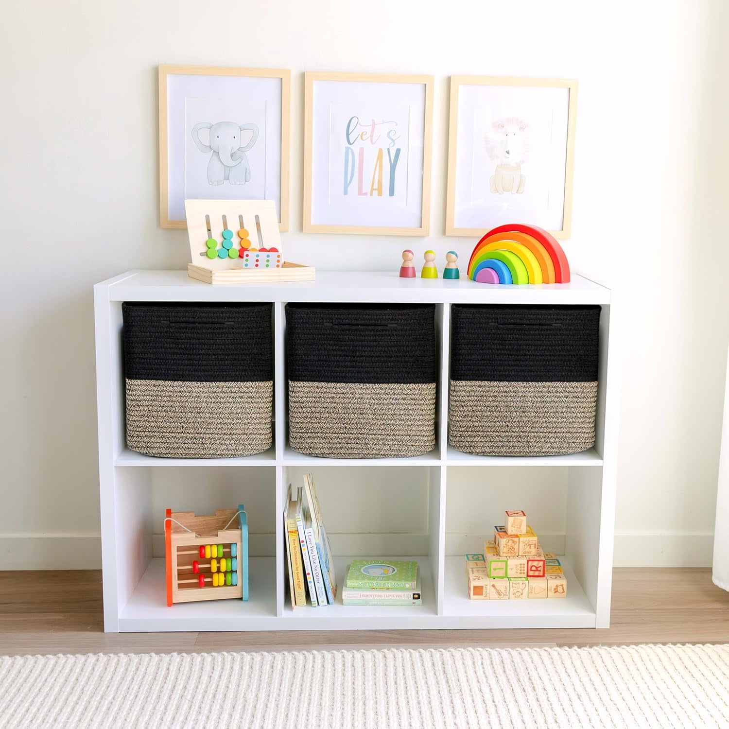 sasyxdc 13x15x13 Kallax Storage Cubes Bins 3 Pack | Rope Cube Storage ...