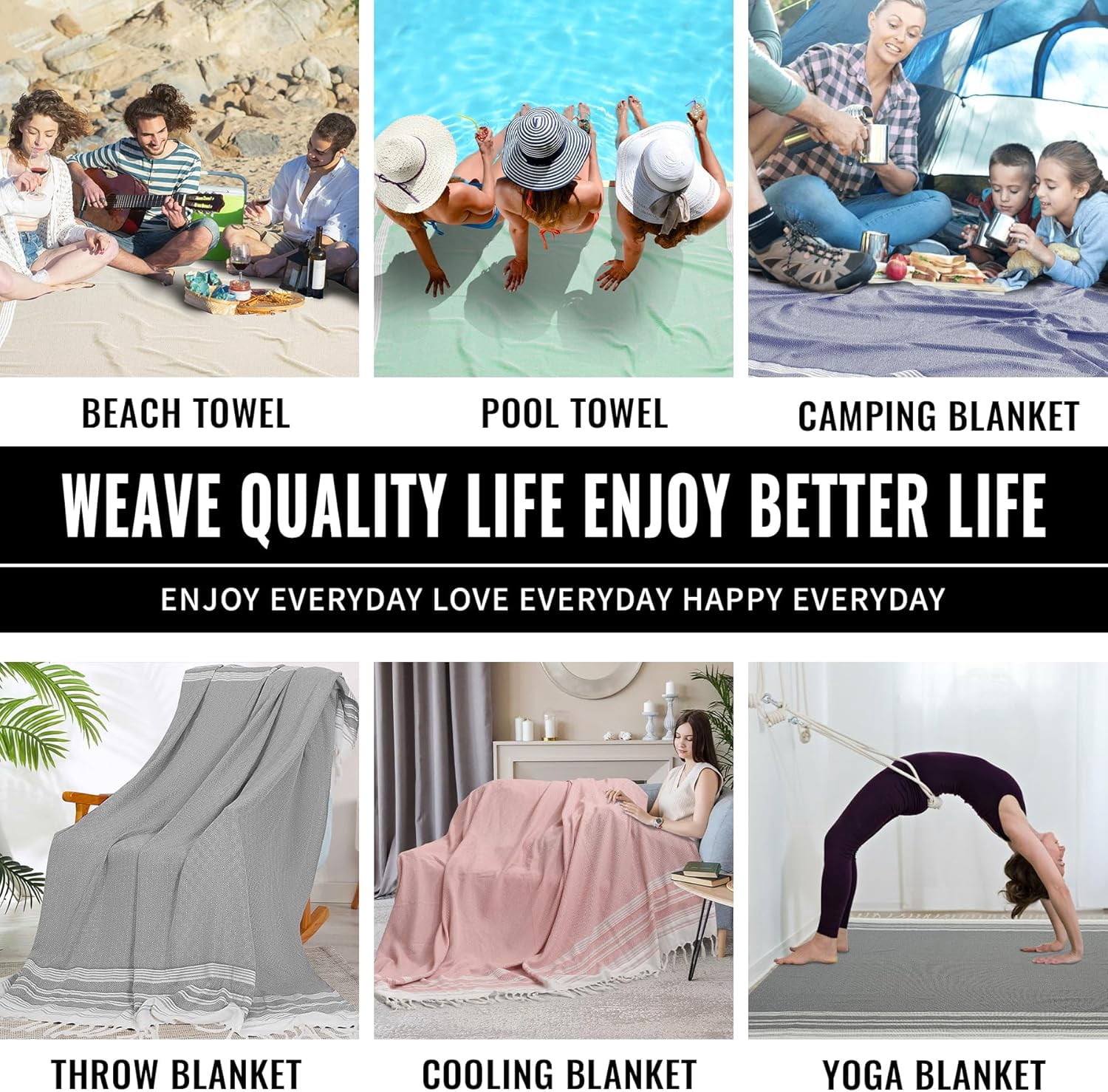 sasyxdc 2 Pack Ginat Turkish Beach Boho Beach Throw Blankets Large ...