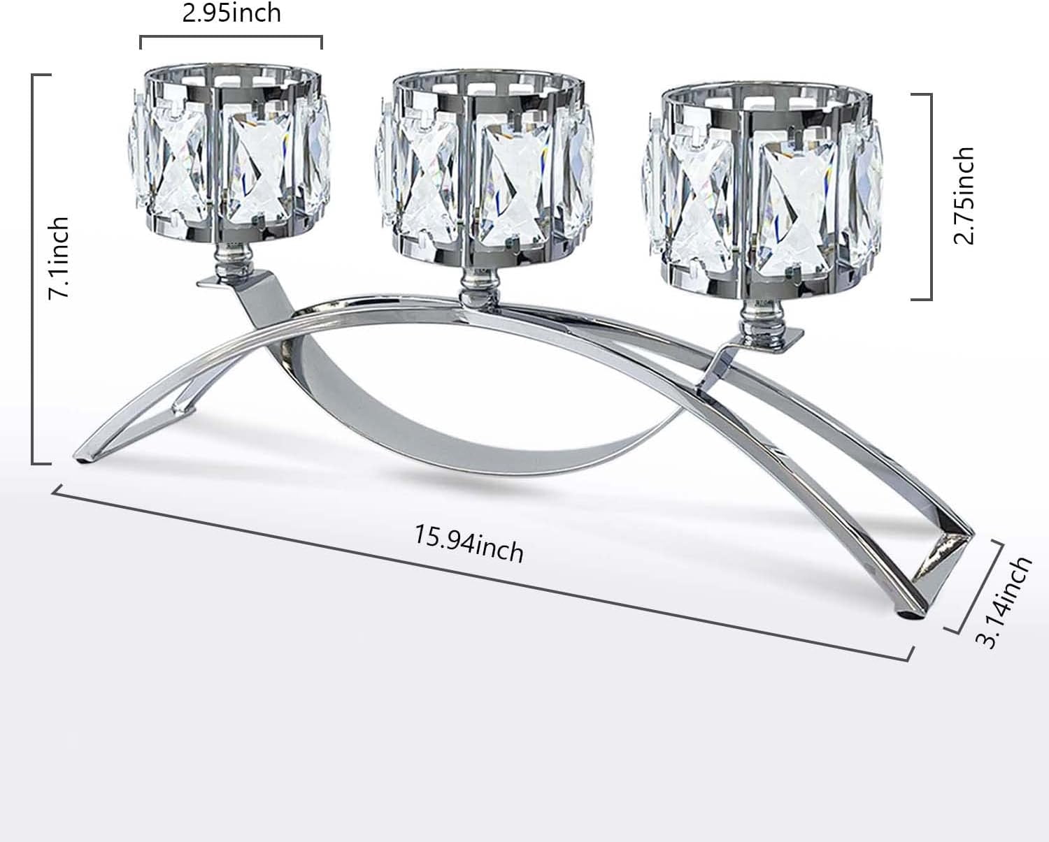 sasyxdc 3 Arms Crystal Candle Holders Arch Candlestick Table ...