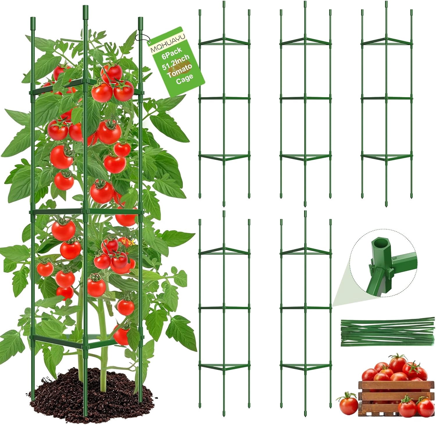 sasyxdc 3 Pack Tomato Cages for Garden to 51.2Inch Tomato Cage Trellis ...