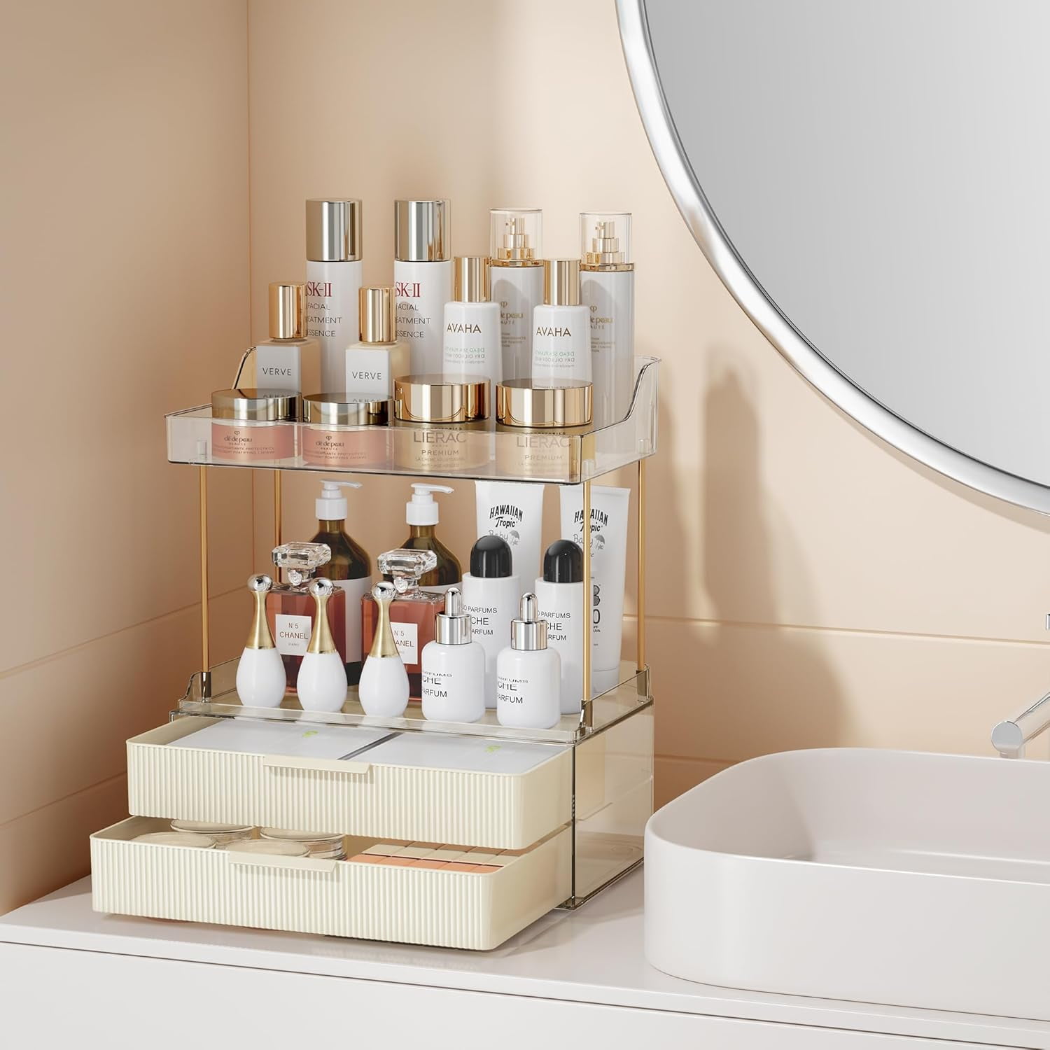 sasyxdc 3 Tier Makeup Organizer Countertop - Bathroom Countertop ...
