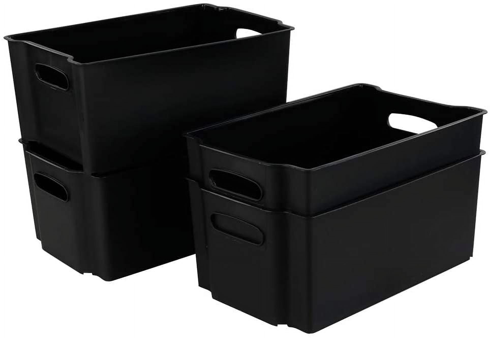 sasyxdc 4-Pack Black Stackable Plastic Storage Basket/Storage Bin ...