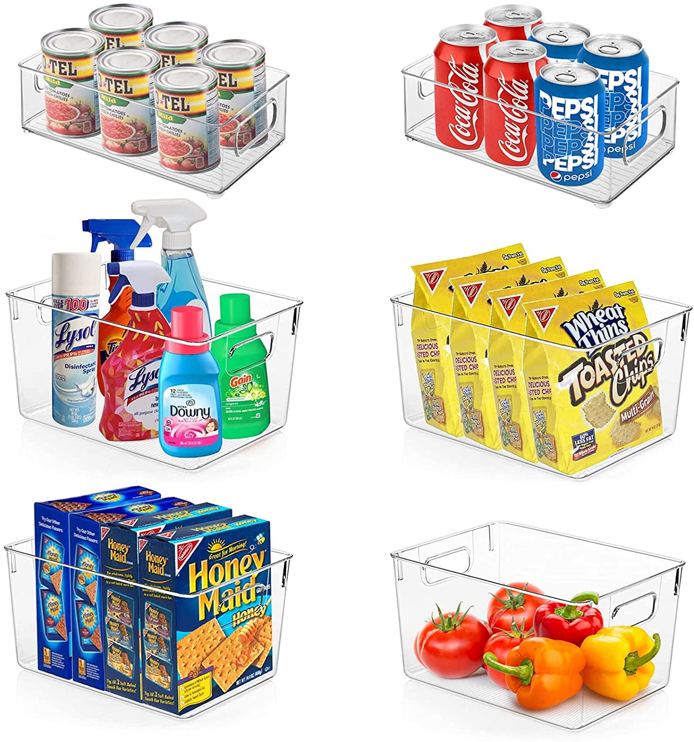 sasyxdc 4 Pack Kitchen Organizers - Clear Plastic Storage Bins for ...