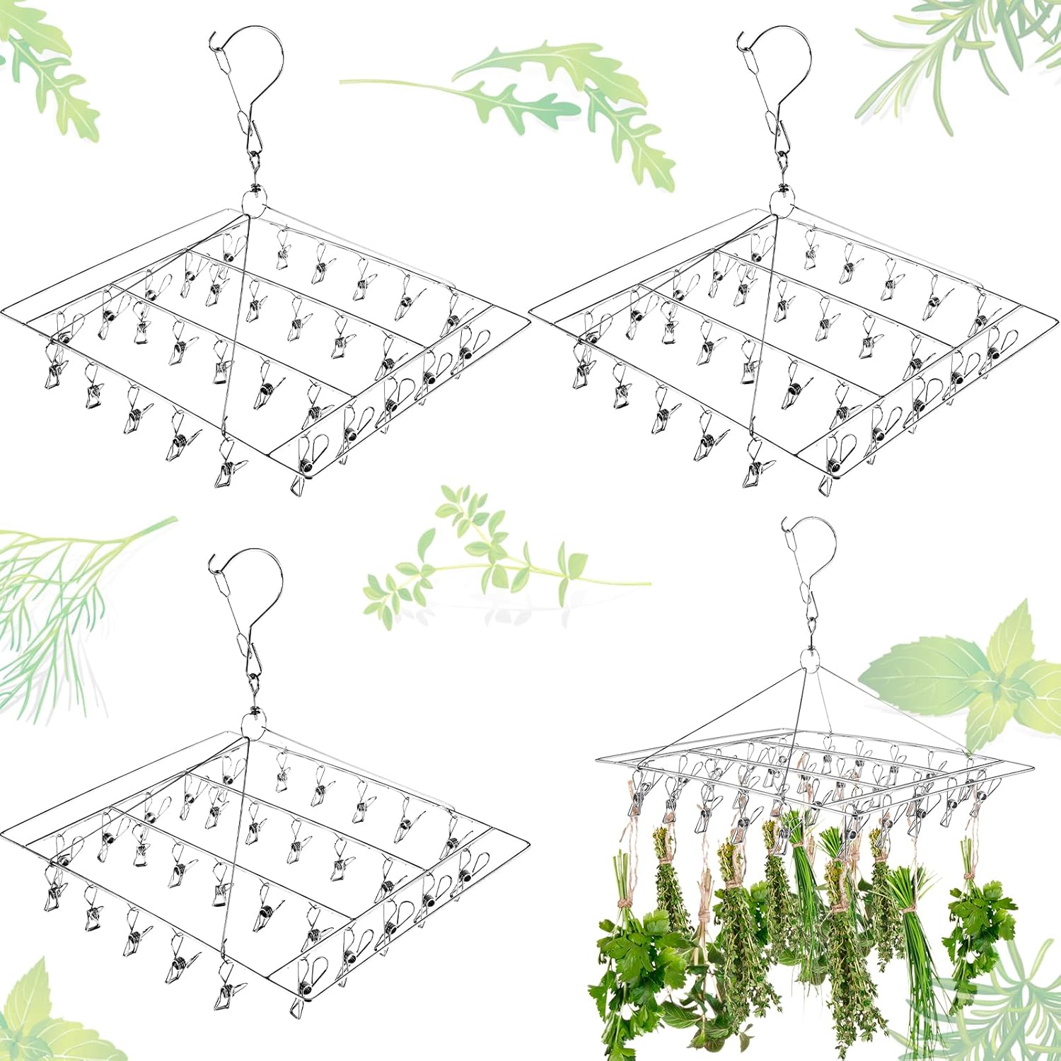 sasyxdc 4 Pcs Hanging Drying Rack for Herb Macrame Flower with ...