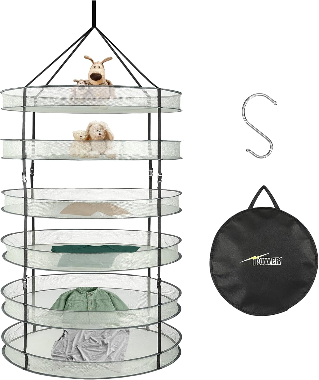 sasyxdc 4-Tier Foldable Collapsible Mesh Clothes Hanging Dryer Drying ...