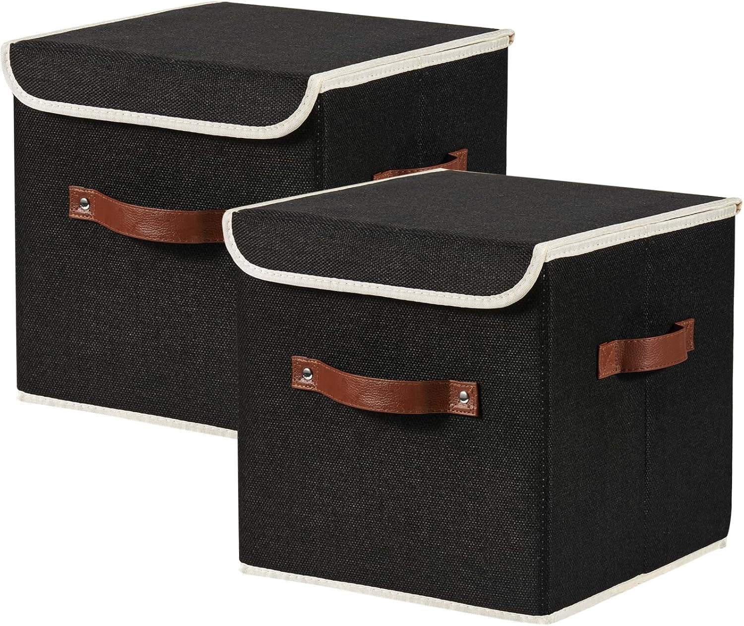 sasyxdc 4PCS Storage Cubes with Lid Fabric Storage Bins Boxes PU ...