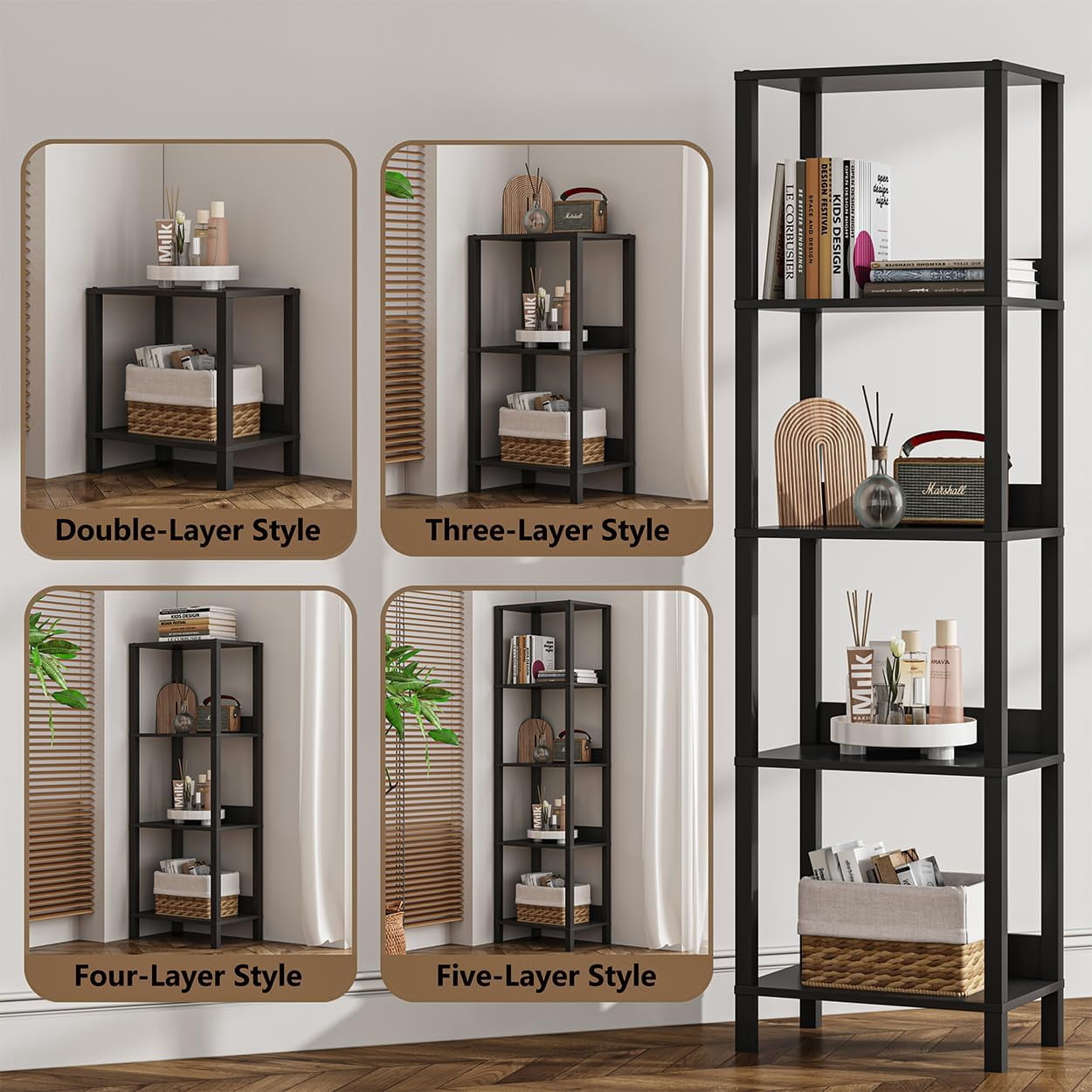 sasyxdc 6 Tier Bookshelf with Anti-Fall Baffle Tall 64.79" Bookcase ...