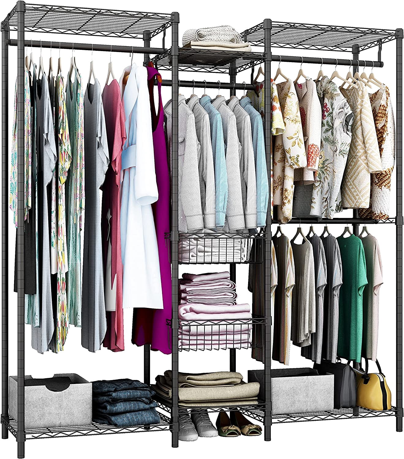 sasyxdc 6 Tiers Heavy Duty Garment Rack Clothing Storage Organizer ...