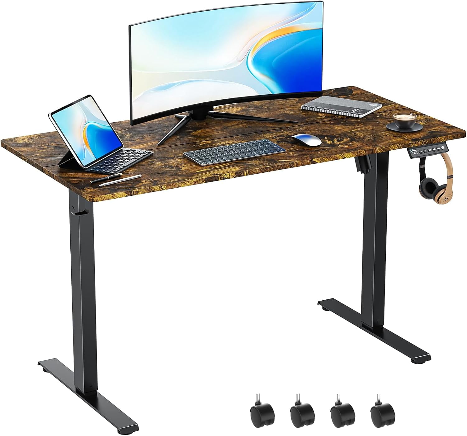 SASYXDC 63 Inch Electric Standing Adjustable Height with Wheels Sit ...