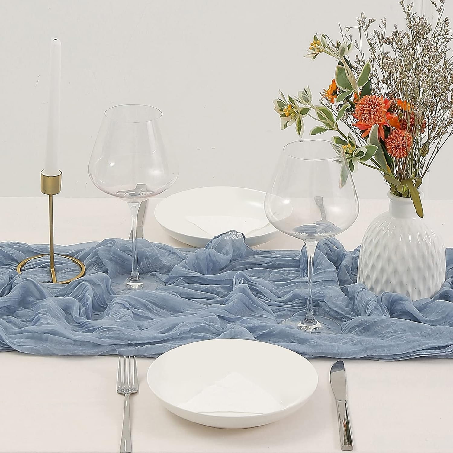 sasyxdc 6Pcs Beige Cheesecloth Table Runner 120 Inch10FT Beige Rustic ...