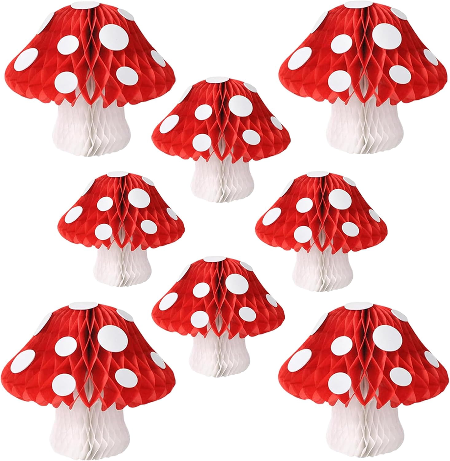 sasyxdc 8PCS Mushroom Honeycomb Decor Mushroom Shaped Tissue Paper Pom ...