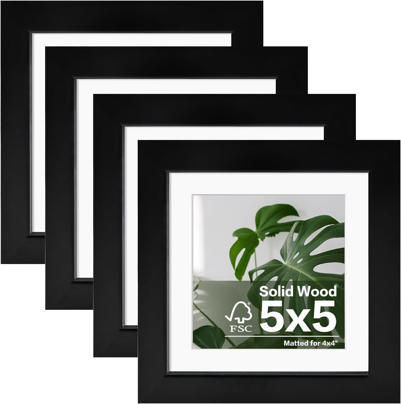 sasyxdc 8x8 Picture Frames 4 PCS - Made of Solid Wood Covered by ...