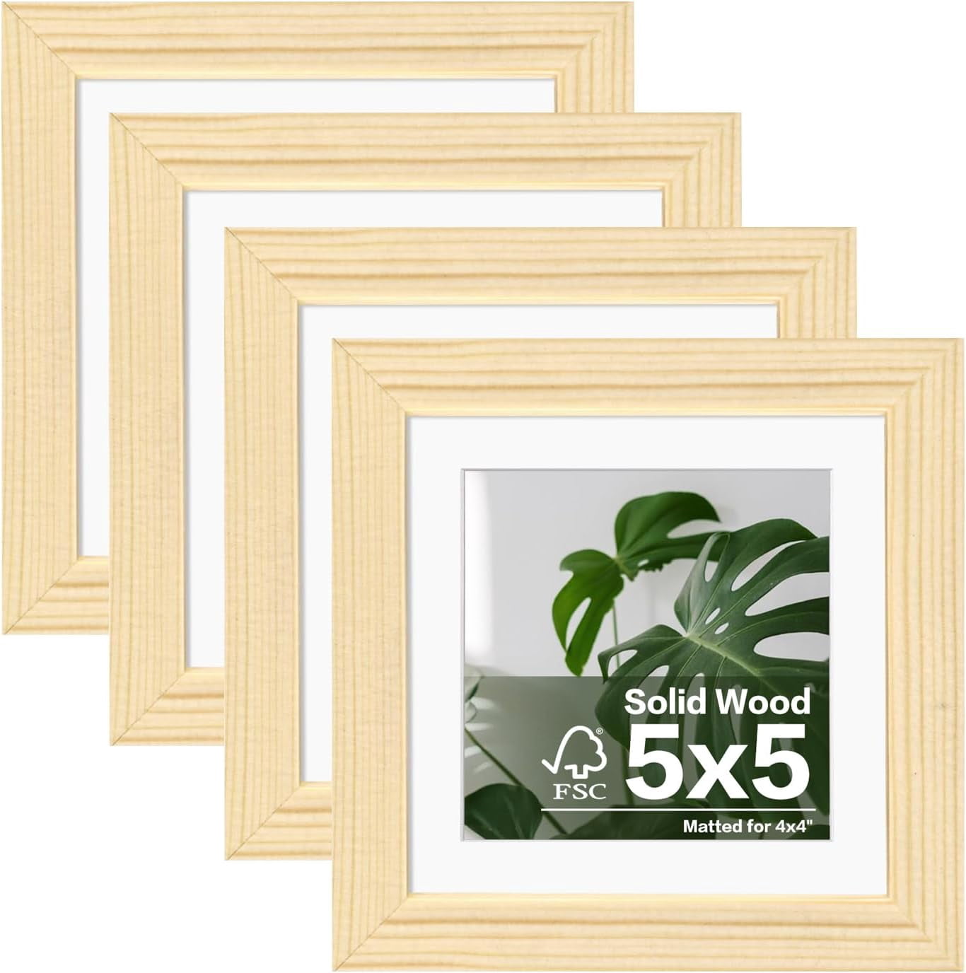 sasyxdc 8x8 Picture Frames 4 PCS - Made of Solid Wood Covered by ...