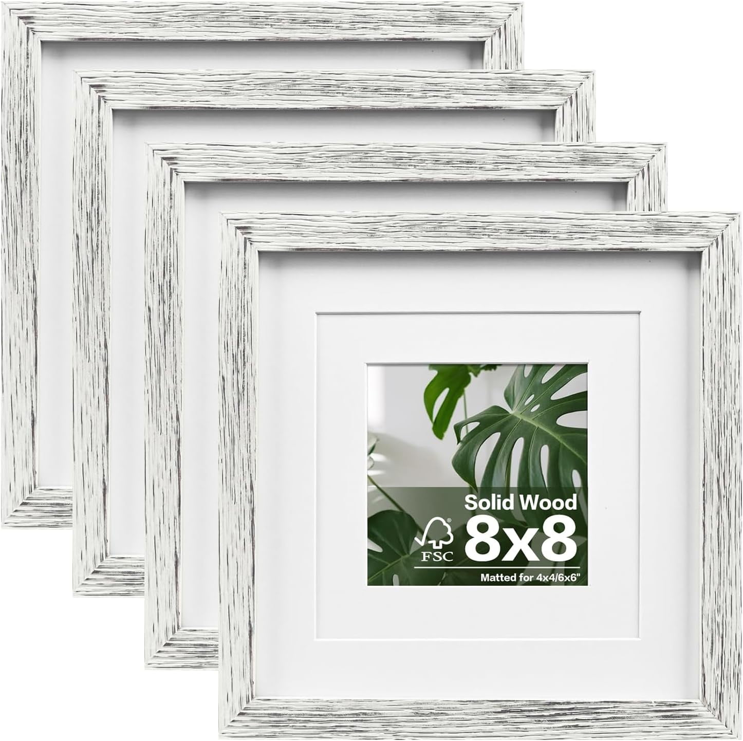 sasyxdc 8x8 Picture Frames 4 PCS - Made of Solid Wood Covered by Plexiglass Display 4x4/6x6 with ...