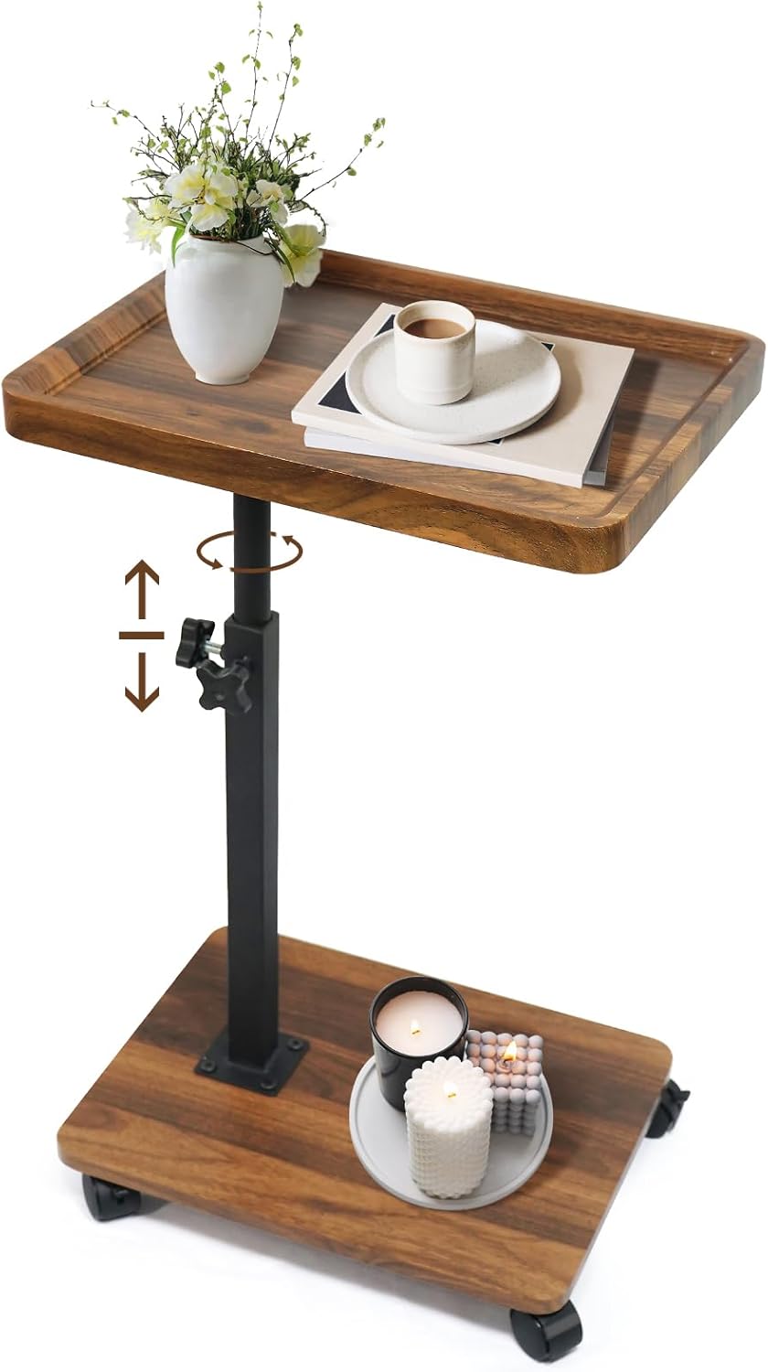 sasyxdc Adjustable C Table & Side Table with Locking Wheels - for ...