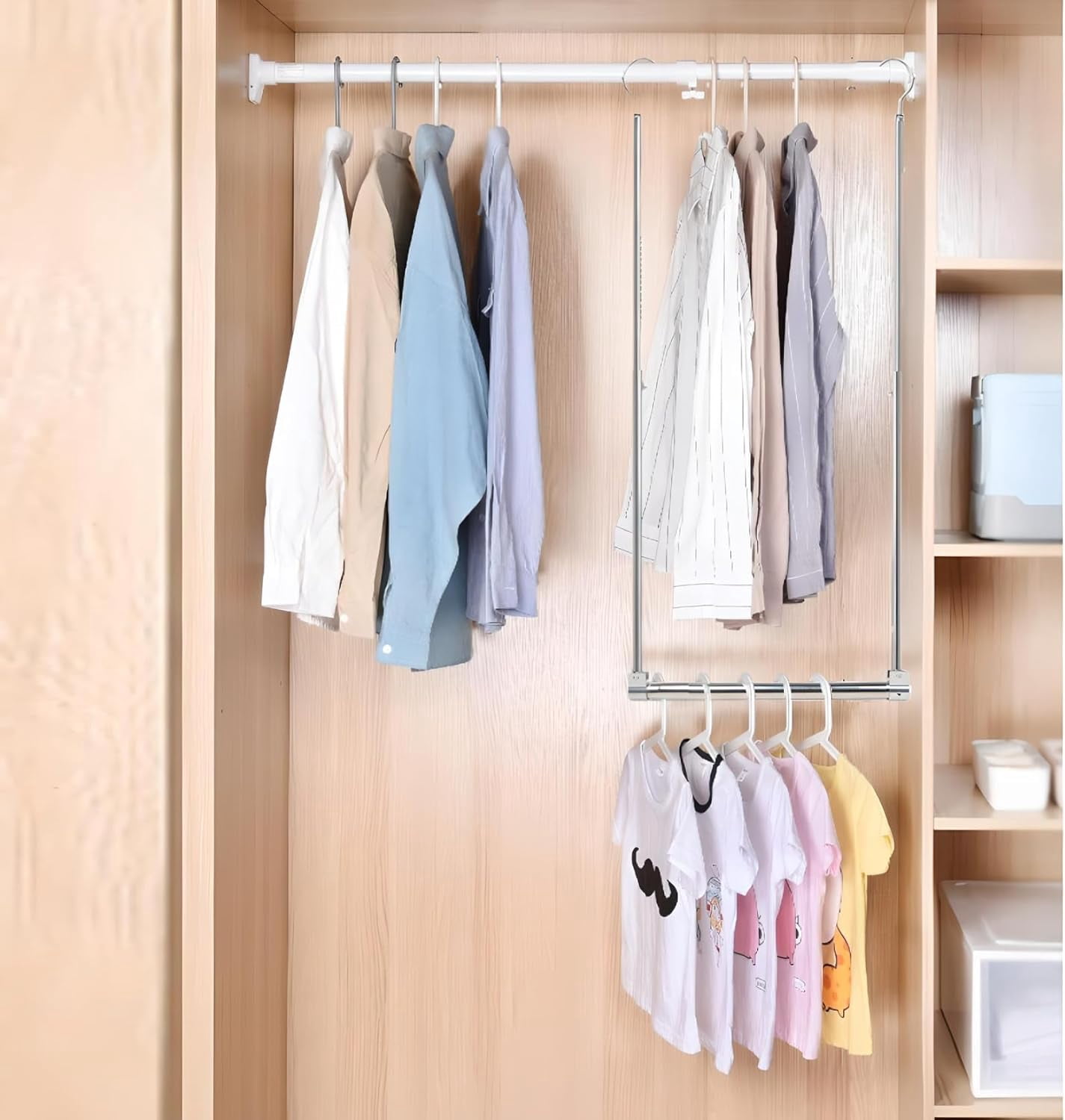 sasyxdc Adjustable Hanging Closet Rod Extender Hanging Rod Closet ...