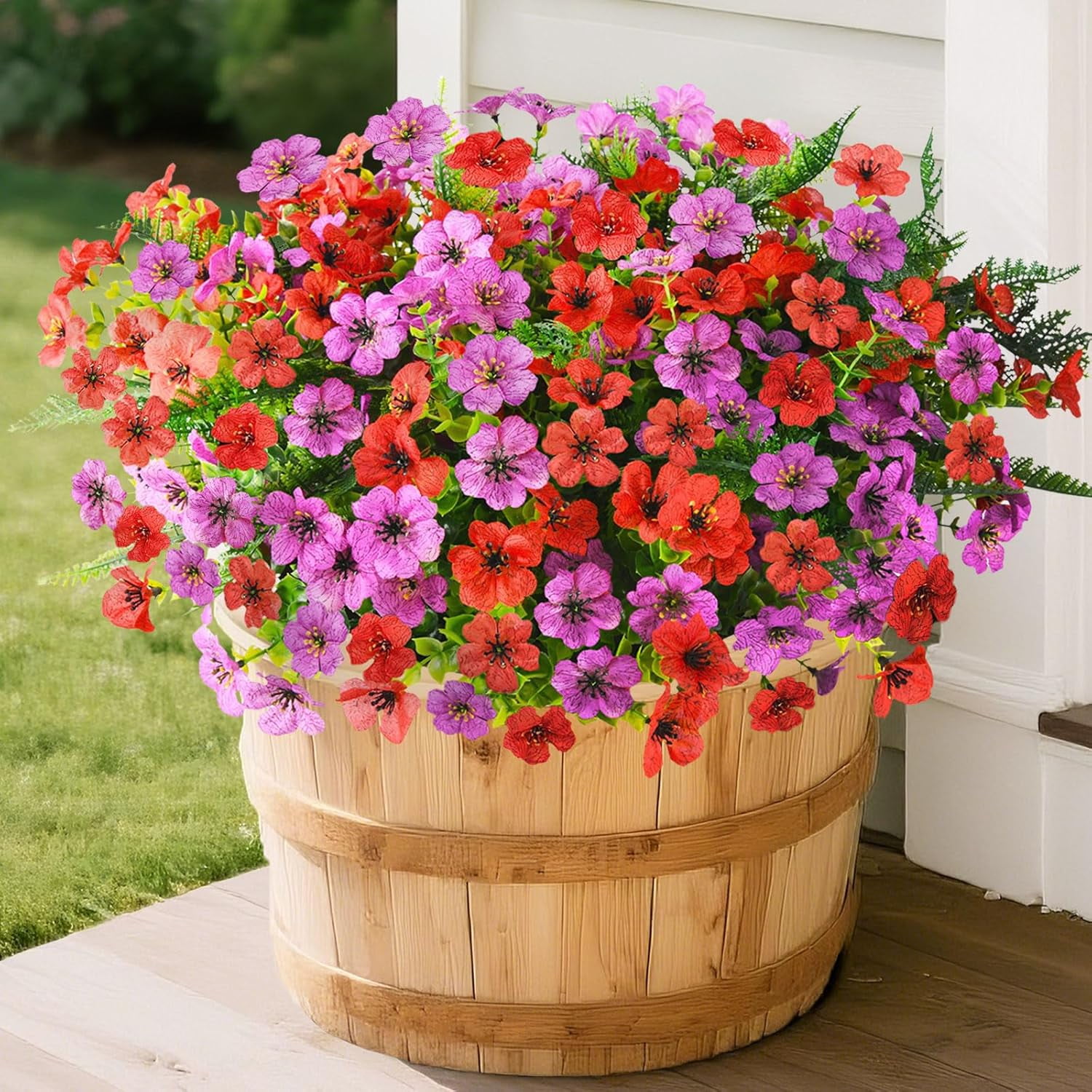 sasyxdc Artificial Fake Flowers Faux Plants for Outdoors 12 Bundles ...