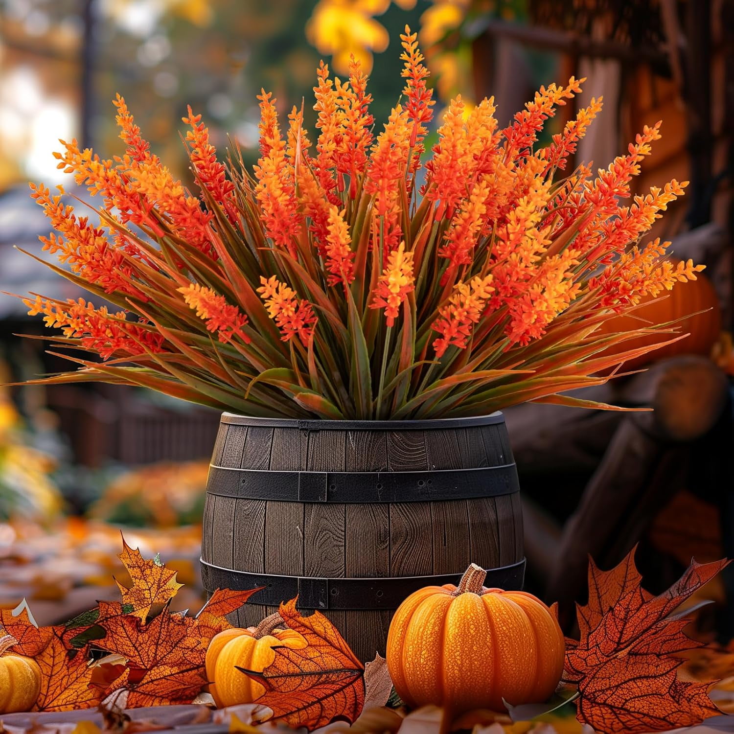 sasyxdc Artificial Fall Flowers for Outdoor Plants 24 Bundles Fake ...