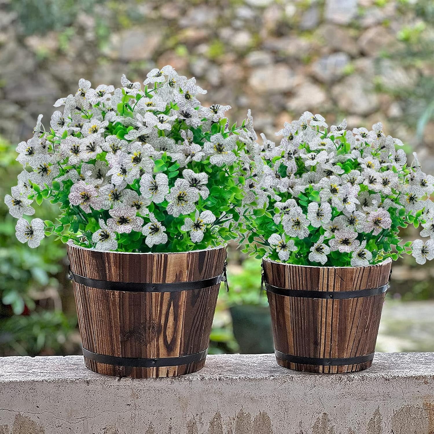 sasyxdc Artificial Flowers for Outdoor 20 Bundle UV Resistant Fake ...