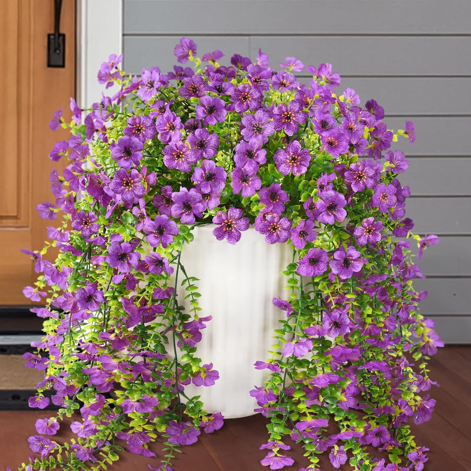 sasyxdc Artificial Hanging Flowers Plants for Outdoor Spring Decoration ...
