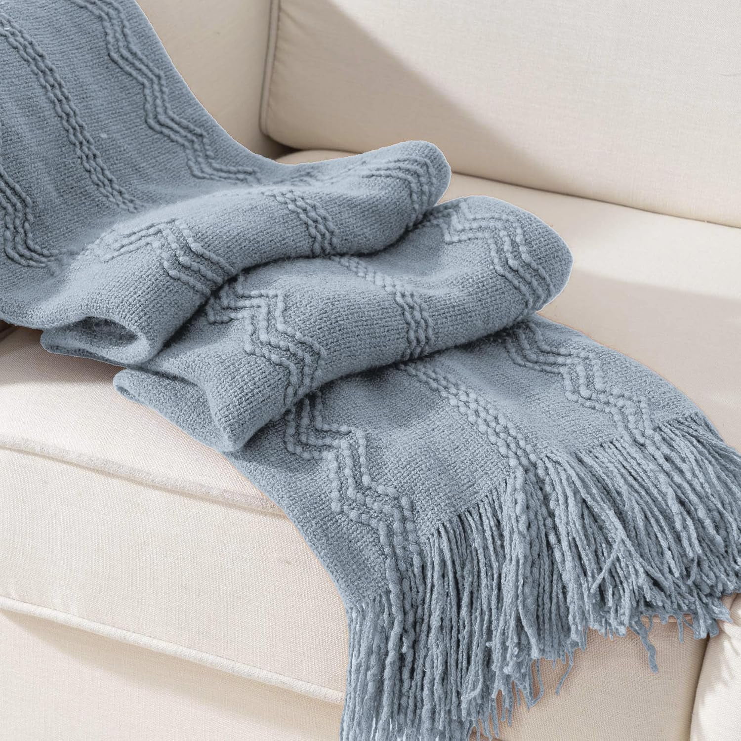 sasyxdc BATTILO Cream Throw Blanket for Couch Bedroom Decor Boho Throw ...