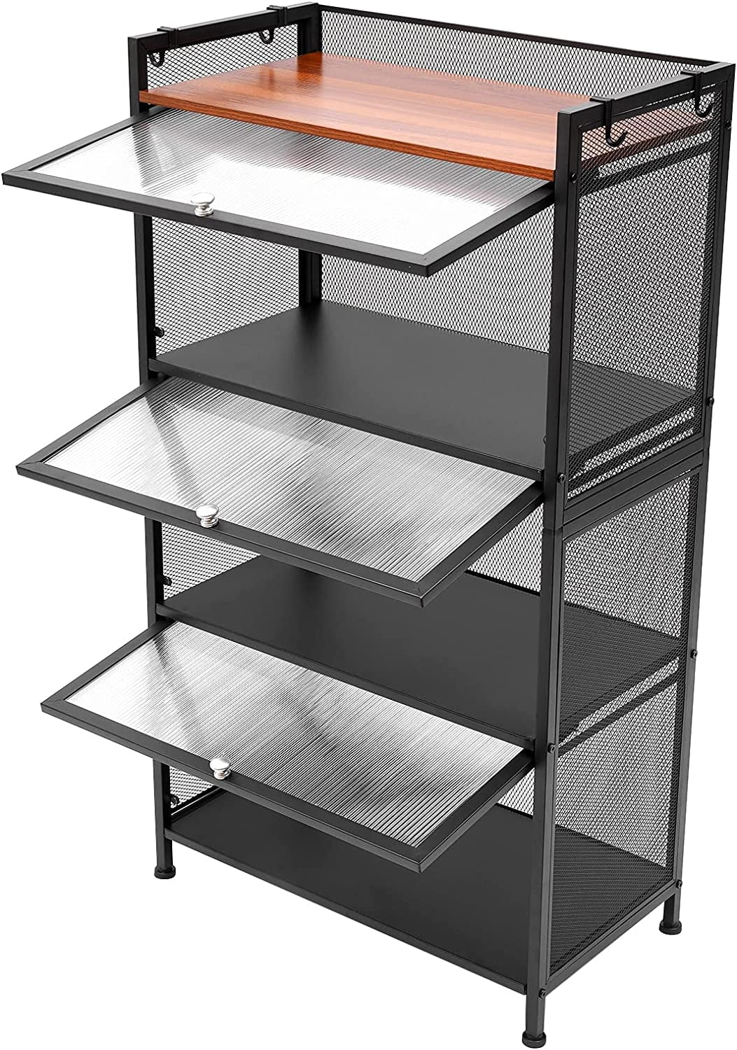 sasyxdc Bakers Rack With Storage Bakers Racks For Kitchens 4-Tier Flip ...