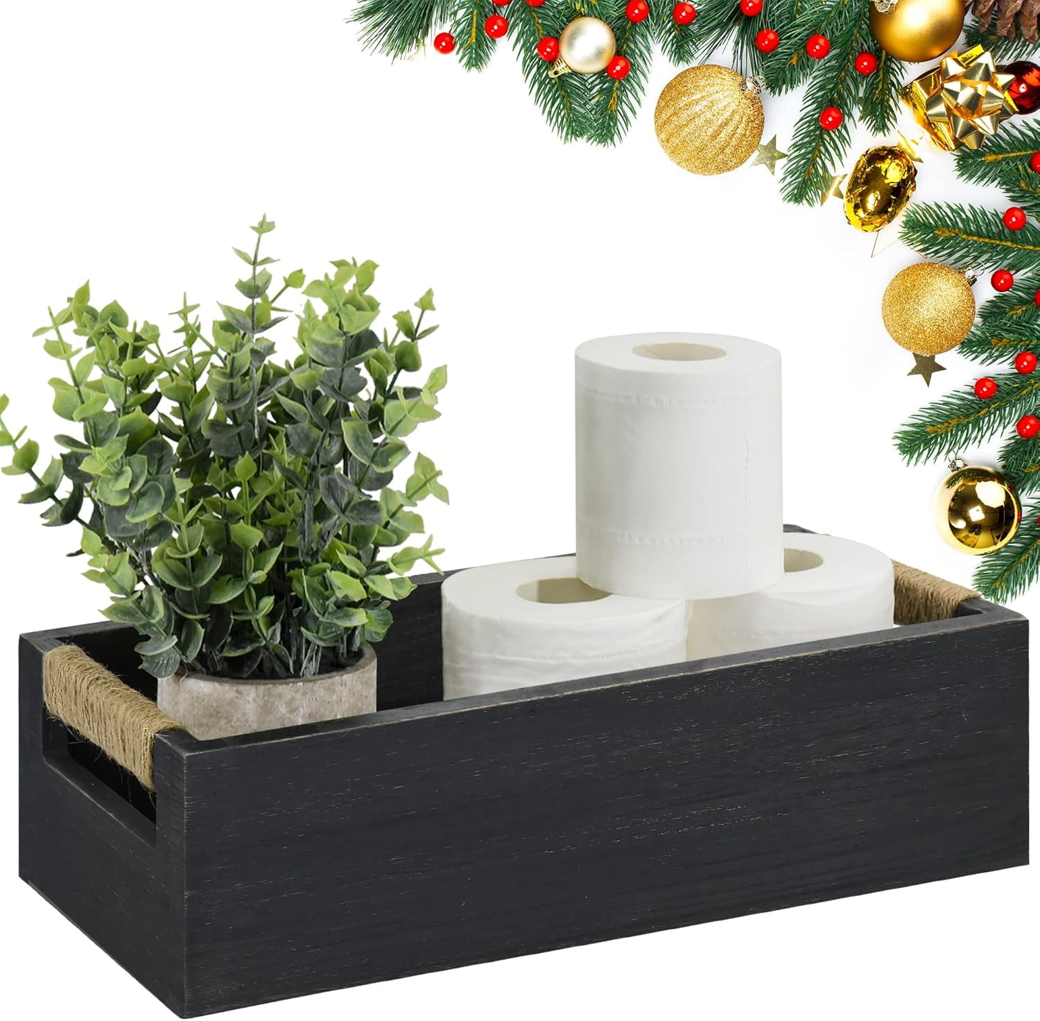 Hltser Bathroom Decor Box 2 Sides Funny Toilet Paper Holder Wood Tank ...