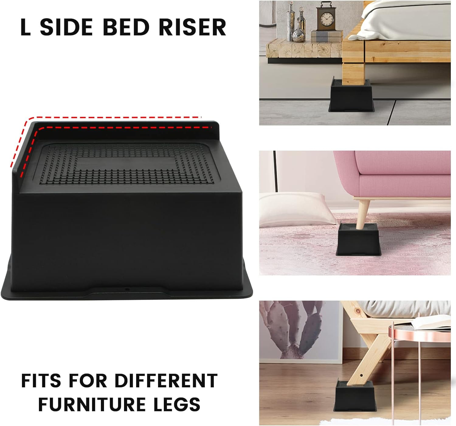 sasyxdc Bed Risers 6 Inch Heavy Duty Oversized Furnitures Risers 6 inch ...