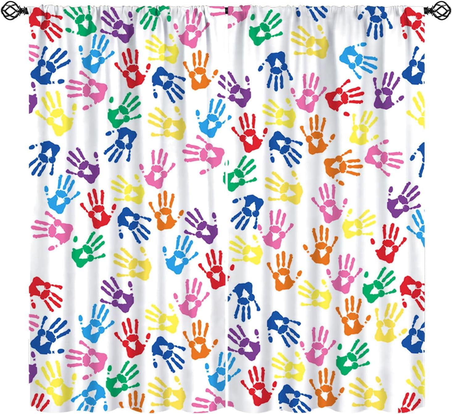sasyxdc Colorful Handprints Curtains for Kids Back to School Classroom ...