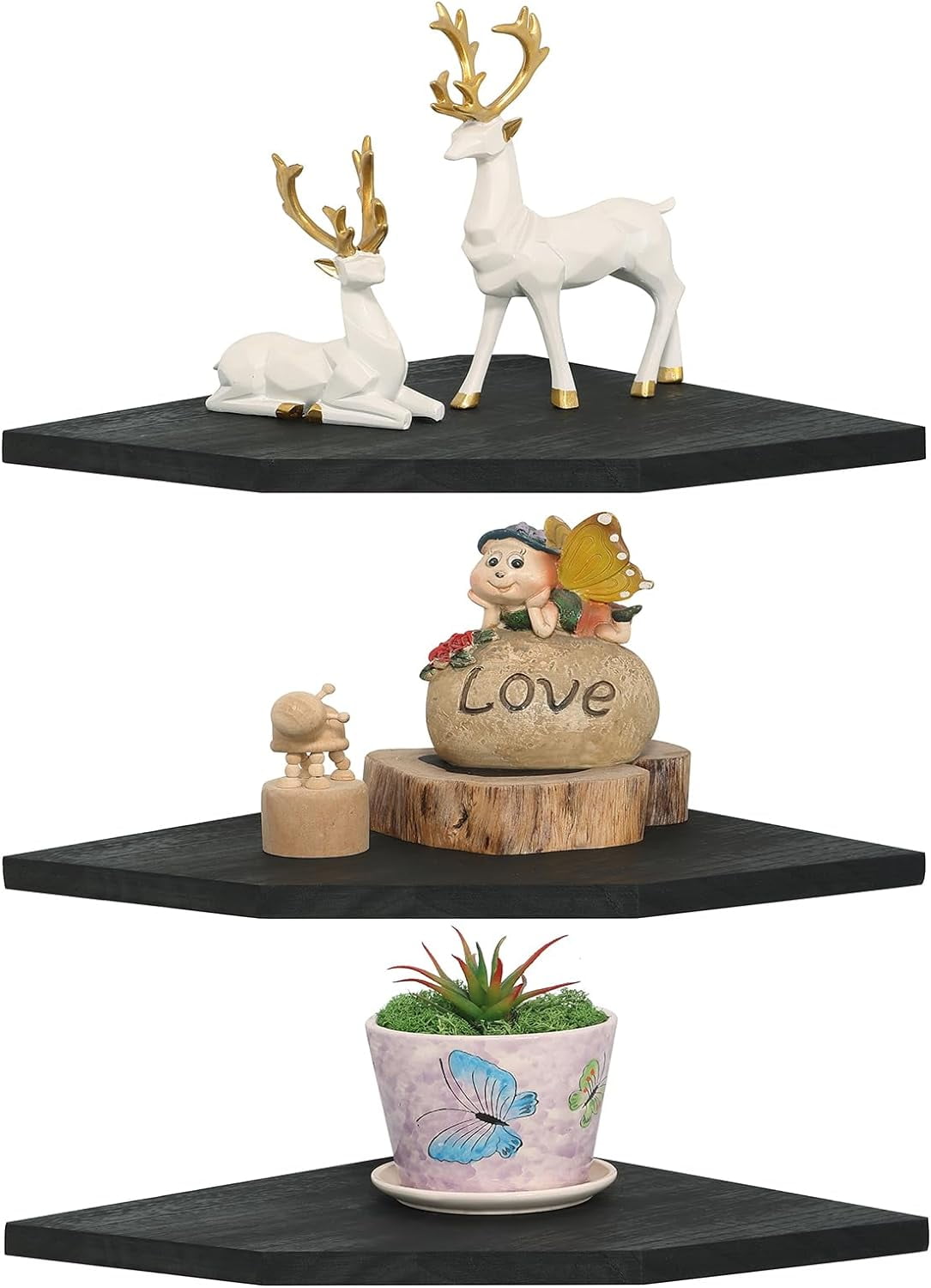 sasyxdc Corner Wall Shelf Set of 3 Floating Corner Shelves for Wall ...